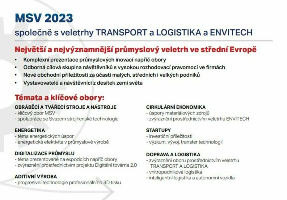 MSV 2023 - Mezinárodní strojírenský veletrh 2023 | MM Průmyslové spektrum